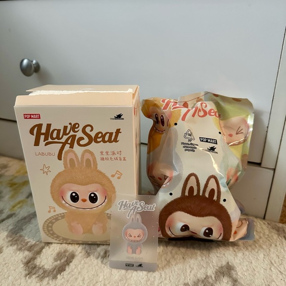 POP MART | Other | Hehe Gray The Monsters Labubu Have A Seat Vinyl ...